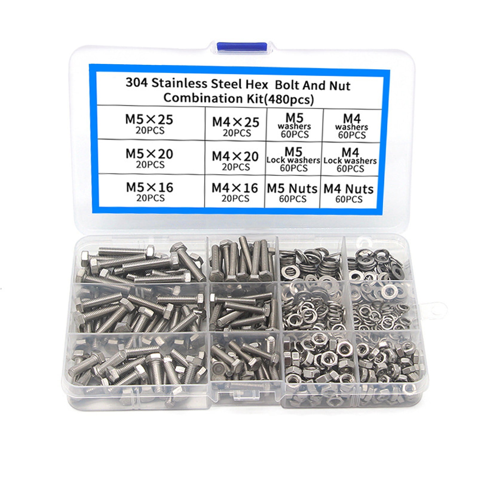 480Pcs Hexagon Bolts 304 Stainless Steel Screws And Nuts Set ...