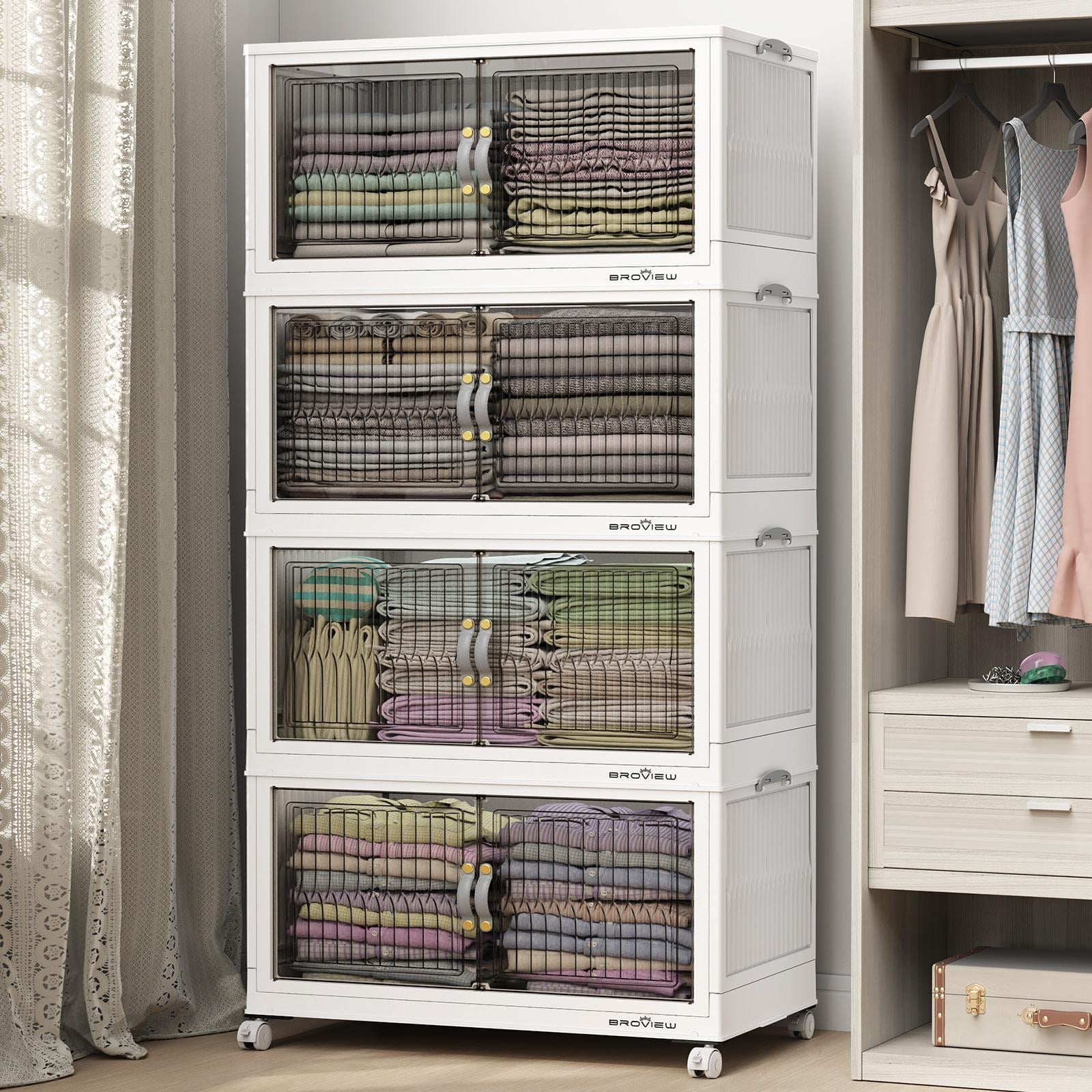 BROVIEW 480Qt Stackable Storage Bins with Lid, Plastic Closet ...