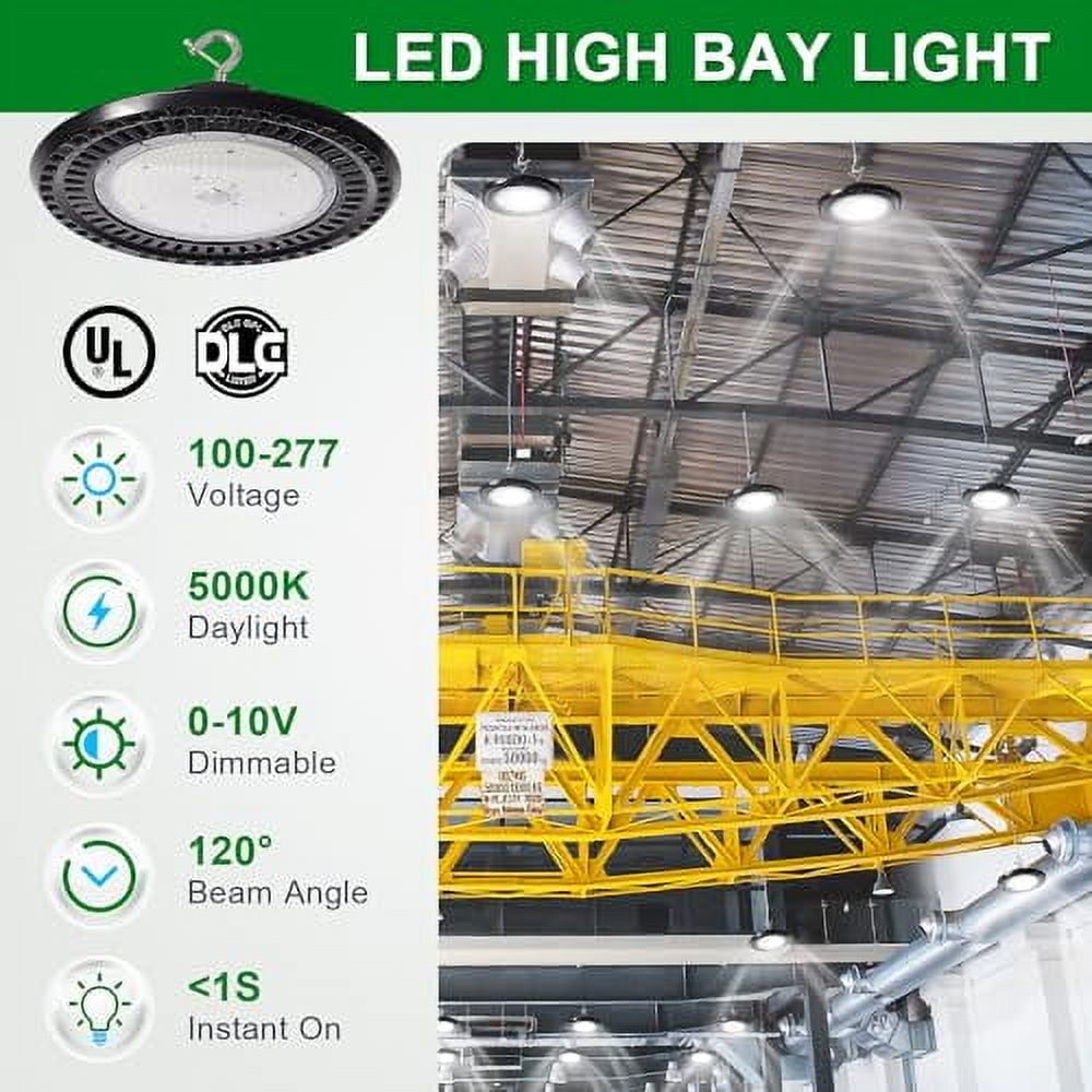 480V 200W LED High Bay Light Fixture, 5000K UFO High Bay Lighting IP65 ...