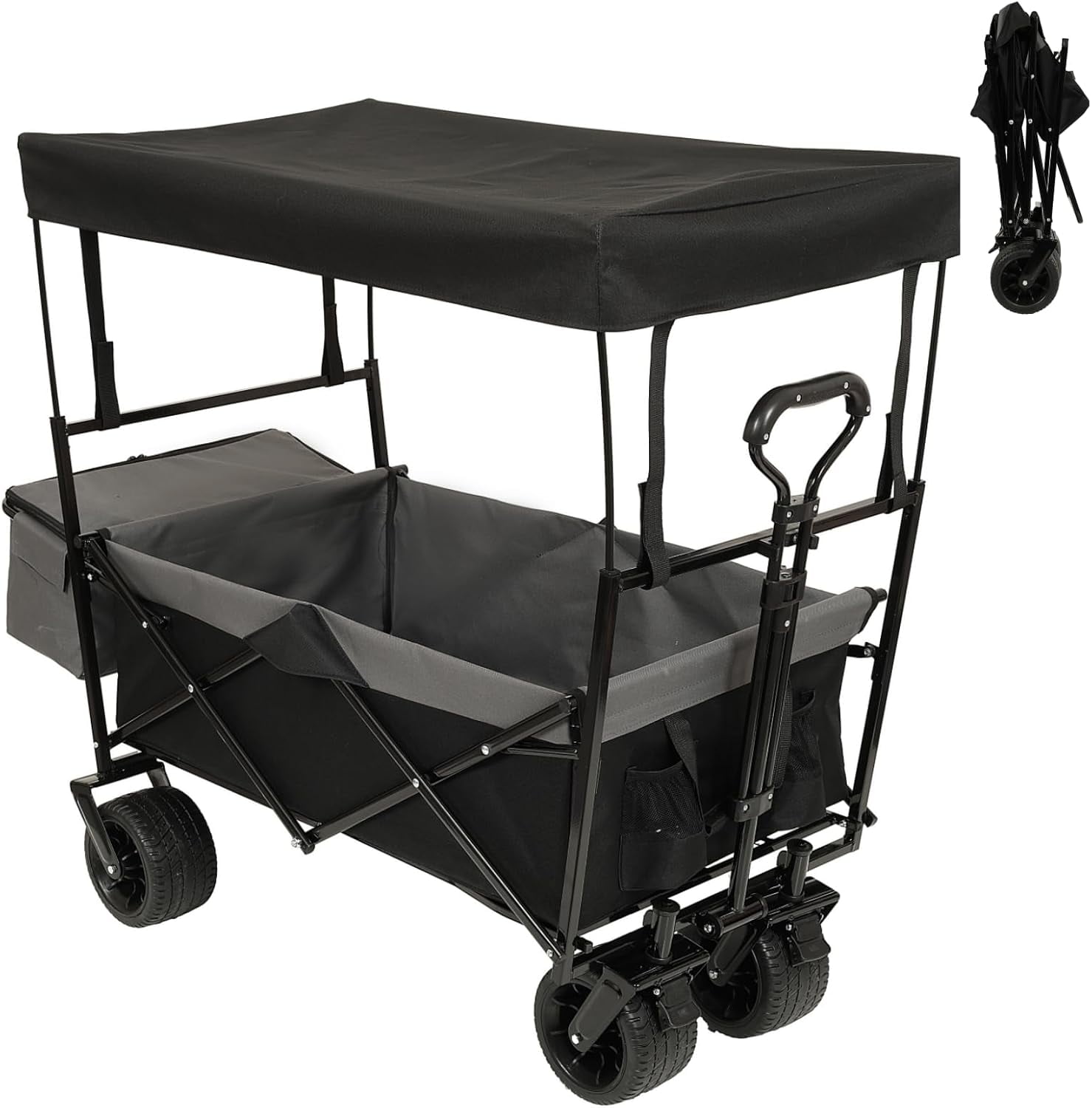480lbs Collapsible Wagon, Heavy Duty Folding Wagon Cart with Removable ...