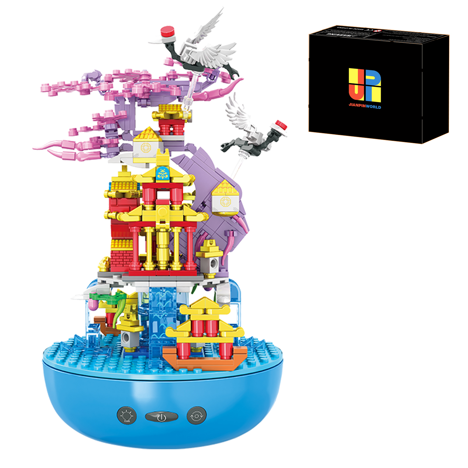 482 PCS Crane Birds Music Box Building Set,Bluetooth Series Rotating ...