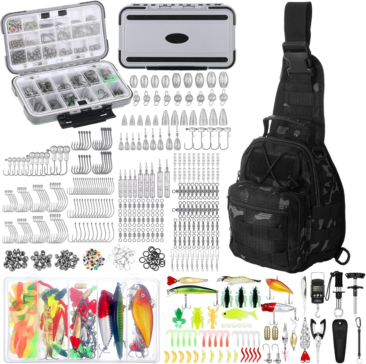 482 Pcs Fishing Tools Kit Fishing Accessories Kit Include Fish Hook ...