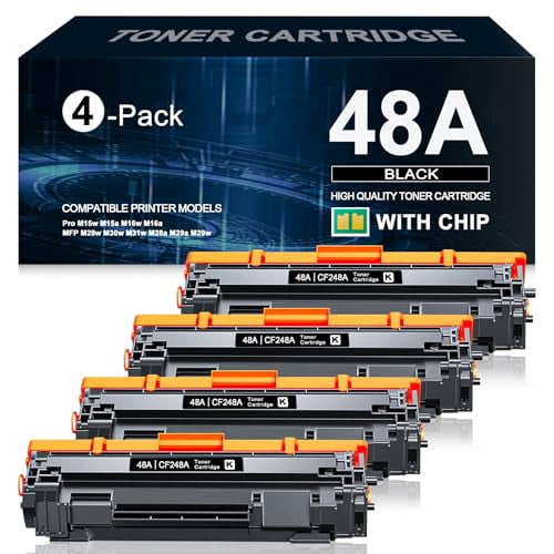 48A Black Toner Cartridge 4 Pack Replacement for HP 48A CF248A Toner ...