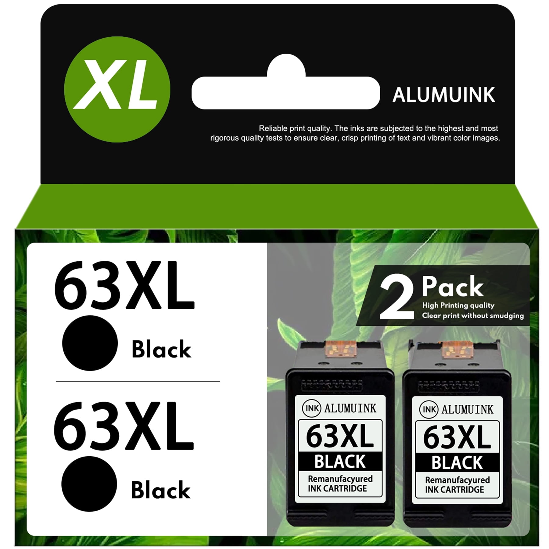 63 Ink Cartridge 2 Pack Compatible for HP 63 XL Ink Cartridges Black ...