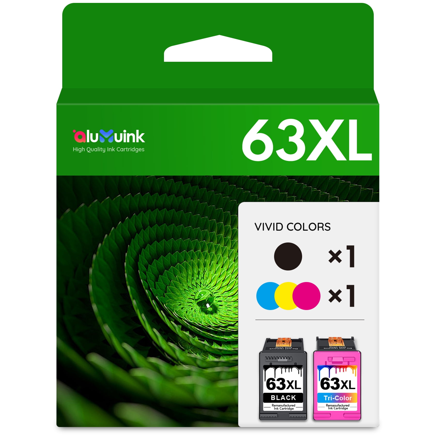 63 Ink Cartridge 2 Pack Compatible for HP 63 XL Ink Cartridges Black ...