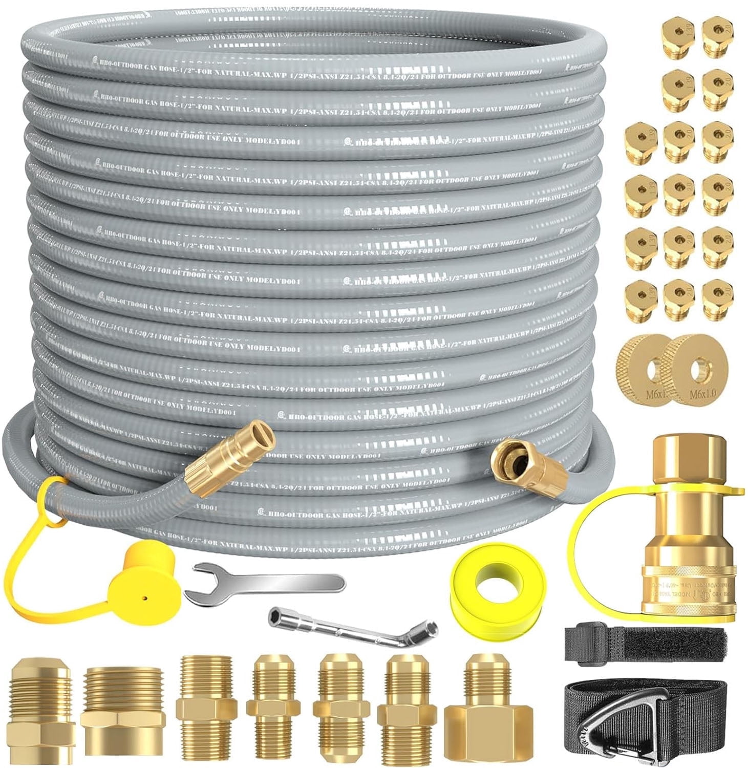 NQN 48FT 1/2" ID Natural Gas Hose with Quick Connect Fitting for BBQ ...