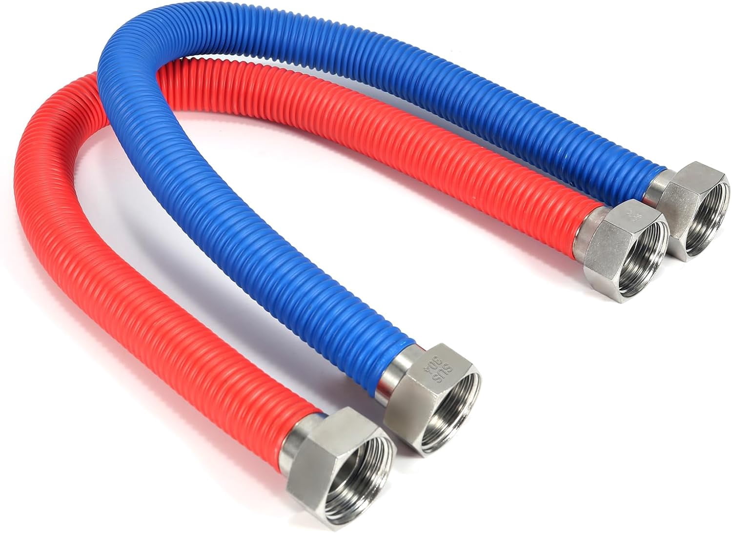 48Inch Flexible Stainless Steel Corrugated Water Heater Connector,1"FIP ...
