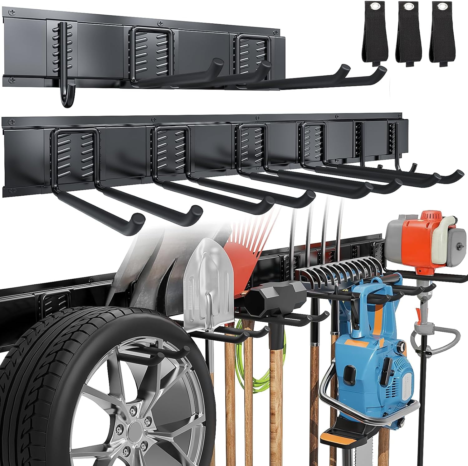 48Inch Garage Garden Tool Organizer Wall Mount, Heavy Duty Garage Tool ...