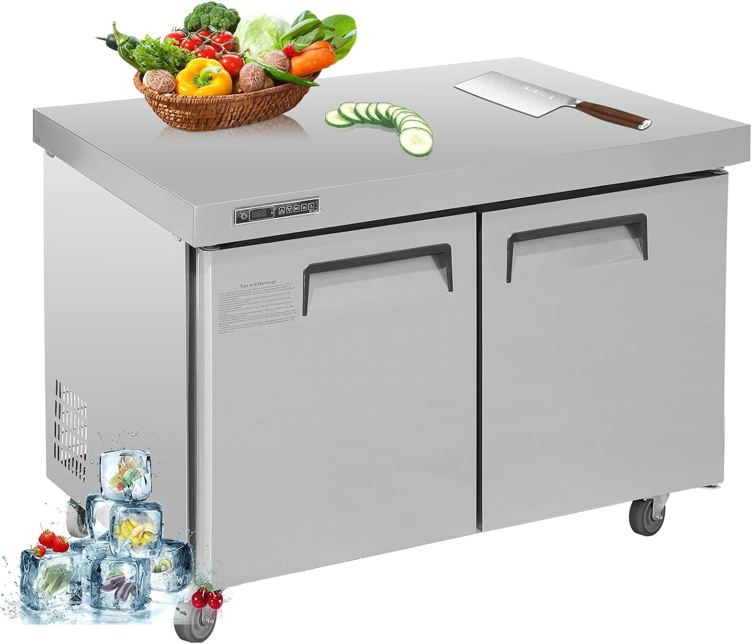 48Inch Refrigerator Sandwich/Salad Prep Table Refrigerator,7.42 cu. ft ...