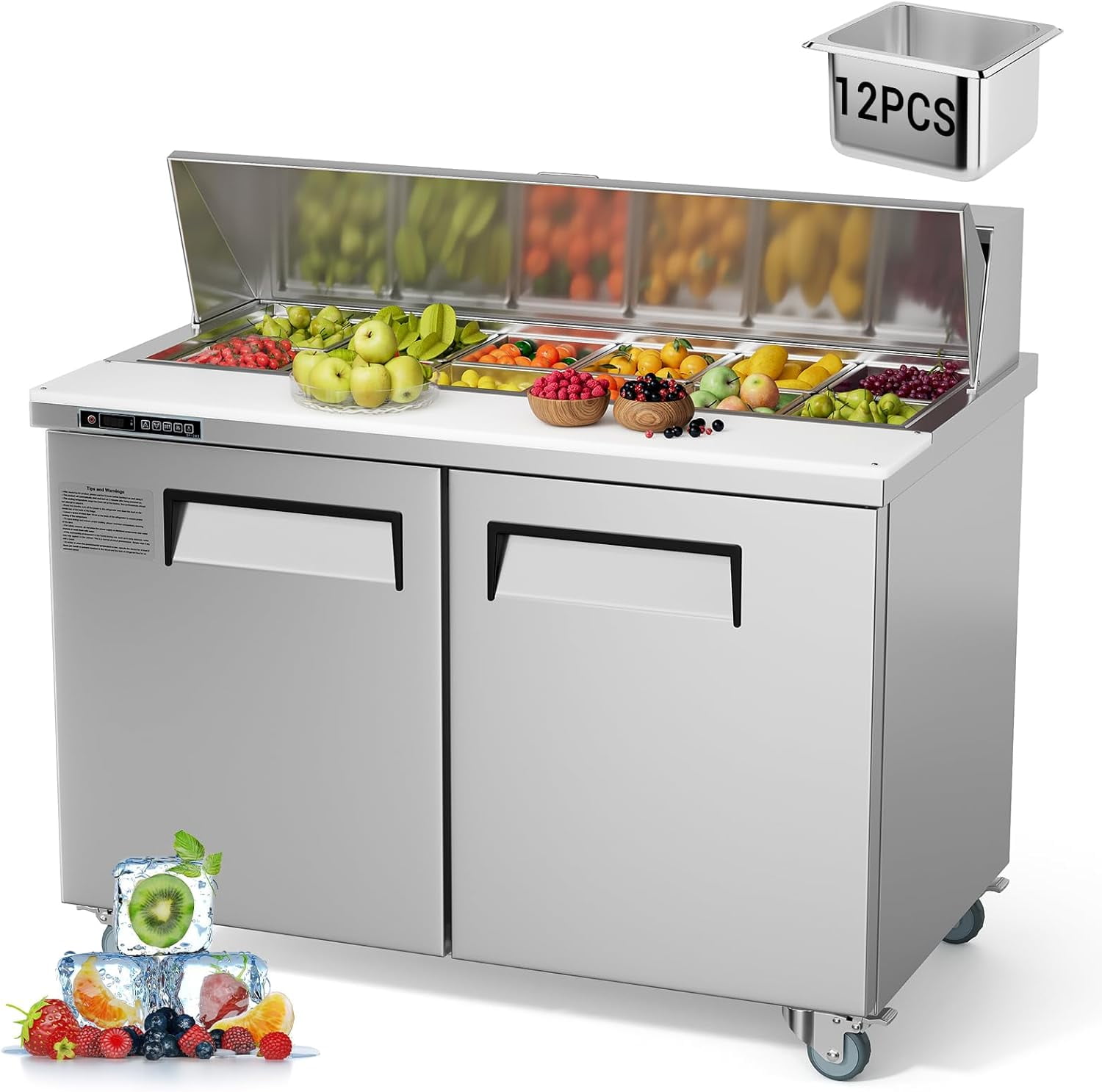 48Inch W Commercial Sandwich/Salad Refrigerator 12.85 Cu.Ft Prep Table ...