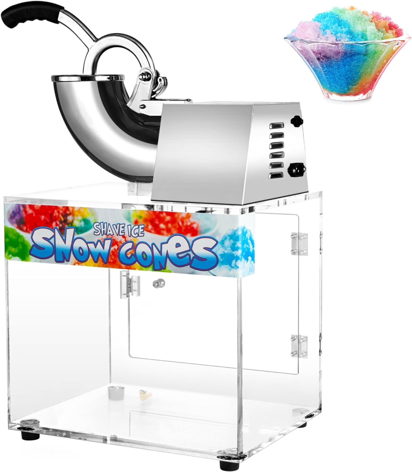 48L Snow Cone Machine, 500LB/H Commercial Shaved Ice Machine, 300W ...