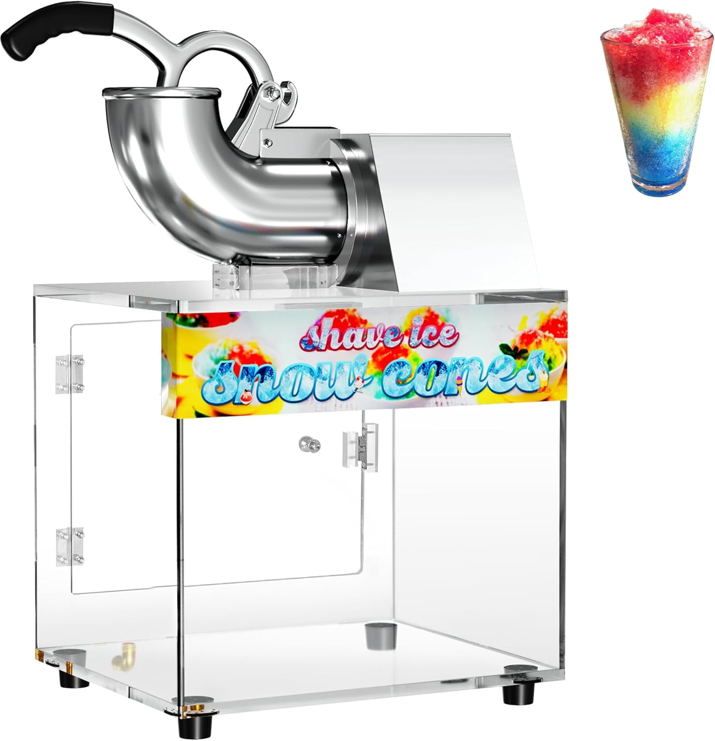 48L Snow Cone Machine, 500LB/H Commercial Shaved Ice Machine for Snow ...