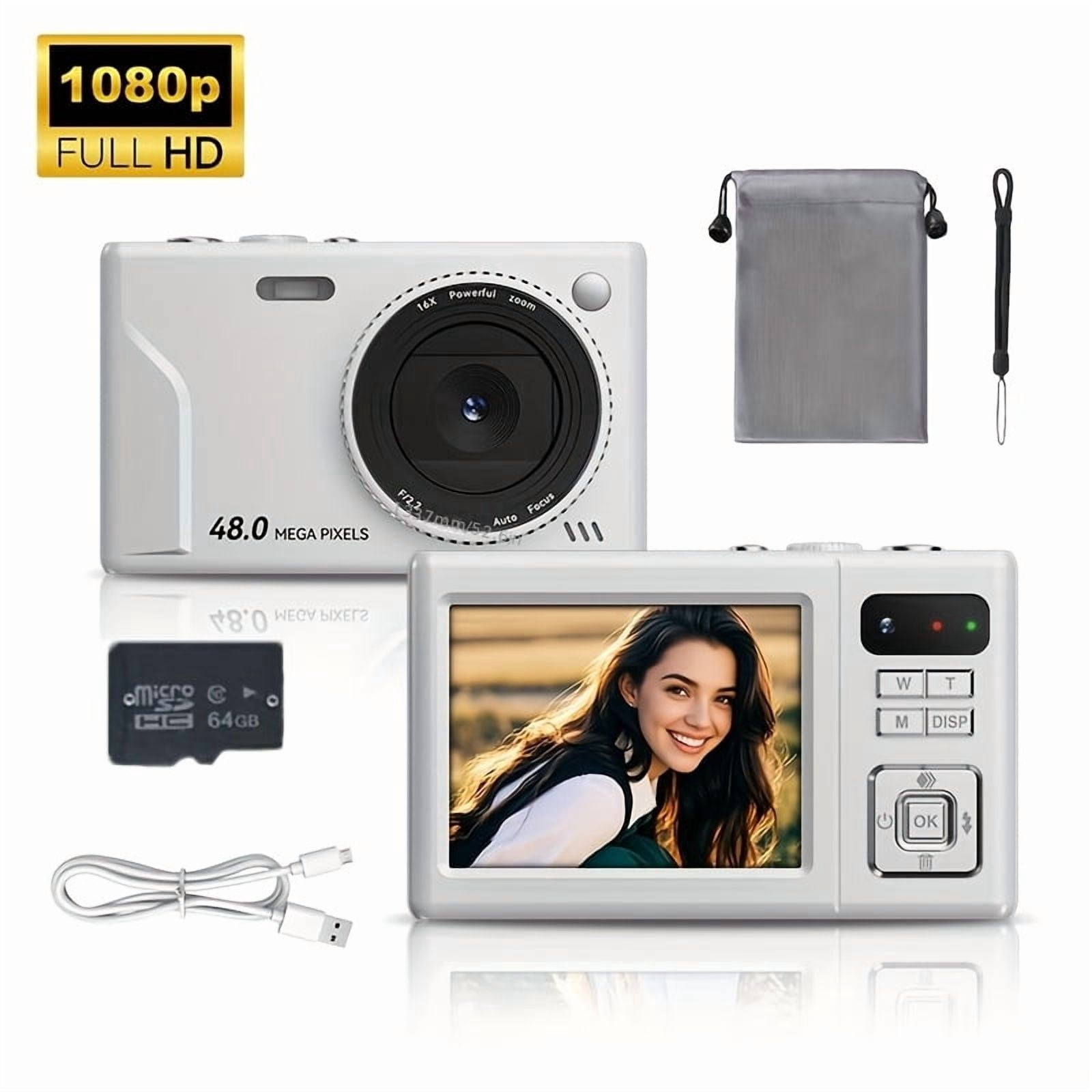 48MP 1080P HD Digital Camera | 16X Digital Zoom, 2.4'' LCD ...