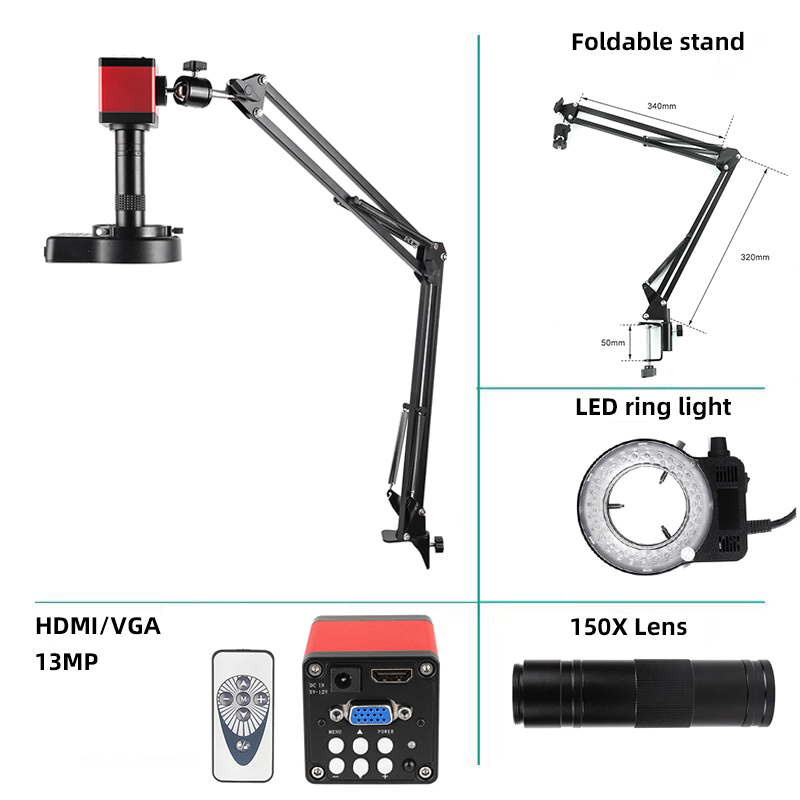 48MP 13MP 1080P Industrial Microscope 4K 2K HDMI USB VGA Type-C Digital ...