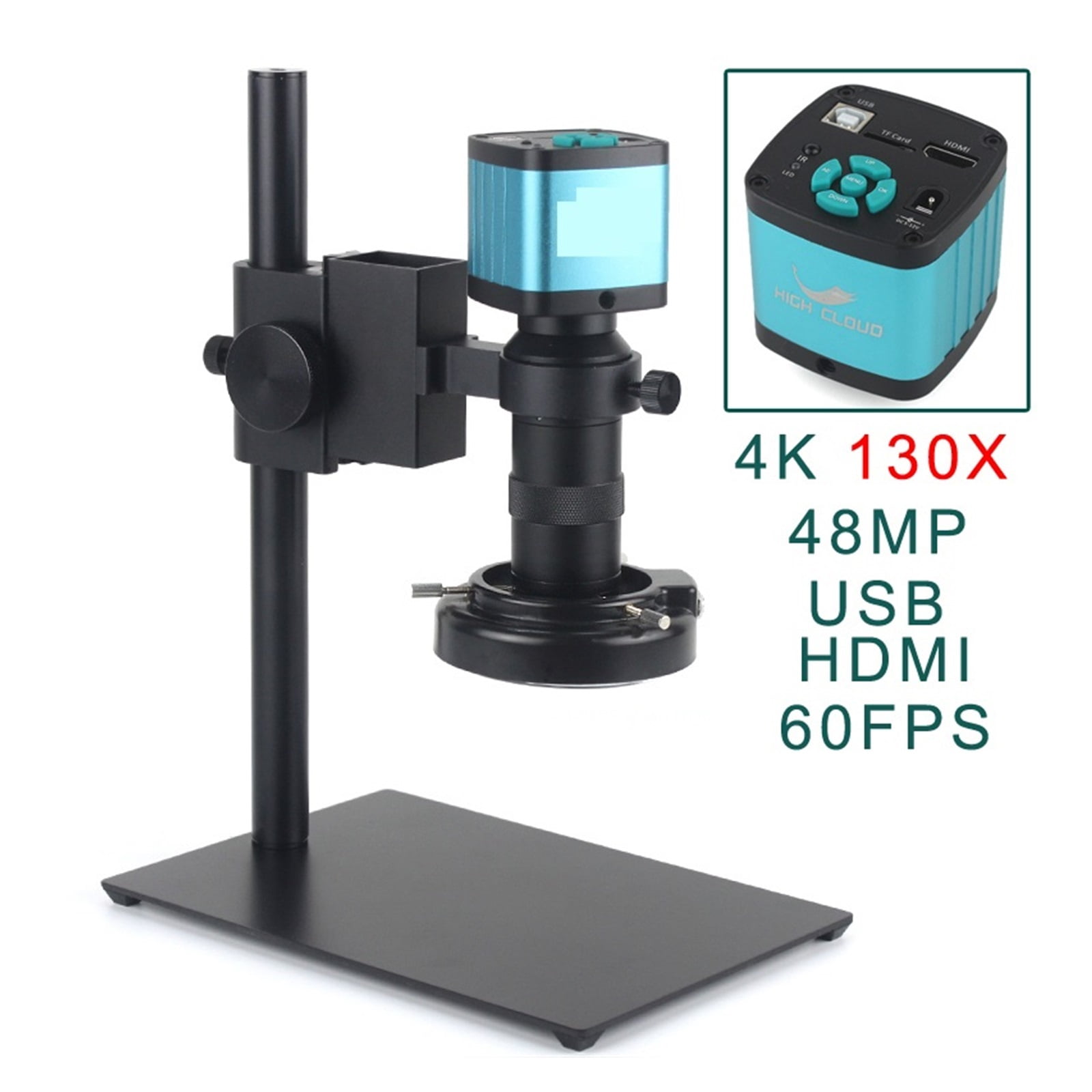 48MP 4K 2K USB Industrial Digital Video Microscope Camera + Zoom 130X C ...