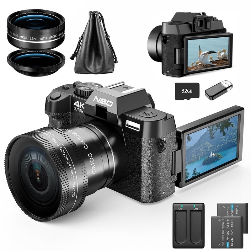 48MP 4K Digital Camera with 180° Flip Screen, WiFi & App Control ...