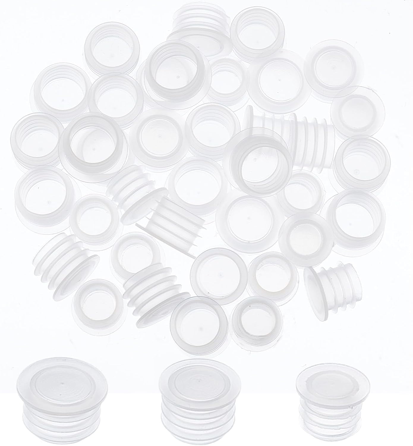 48PCS 3 Sizes Clear Plastic Wine Bottle Stoppers 37/64" to 47/64" Salt ...