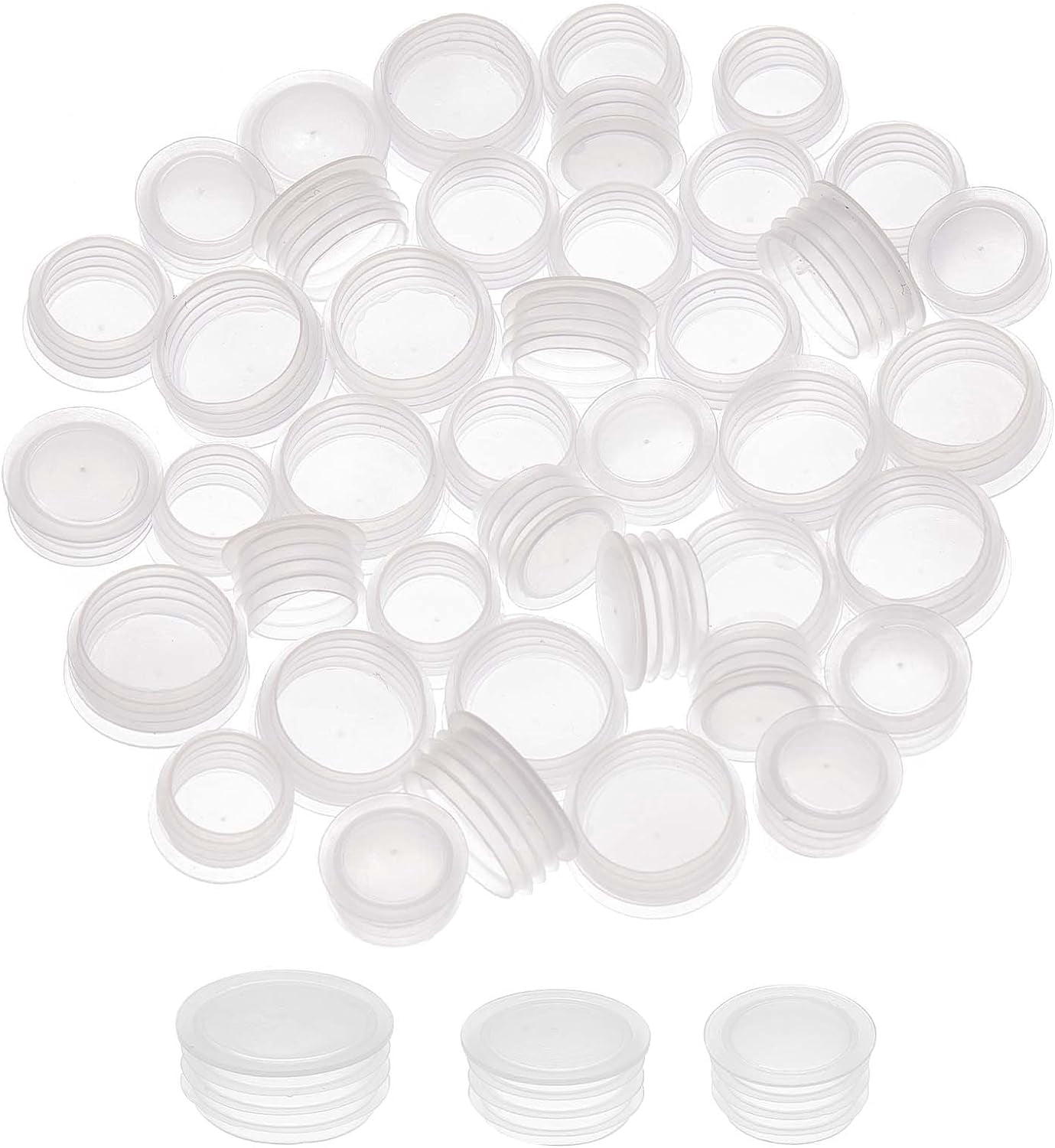 48PCS 3 Sizes Clear Plastic Wine Bottle Stoppers 49/64" to 31/32" Salt ...
