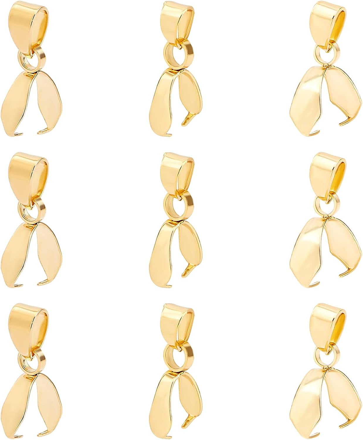 48PCS 3 Sizes Golden Ice Pick Pinch Bails Stainless Steel Dangle Charm ...