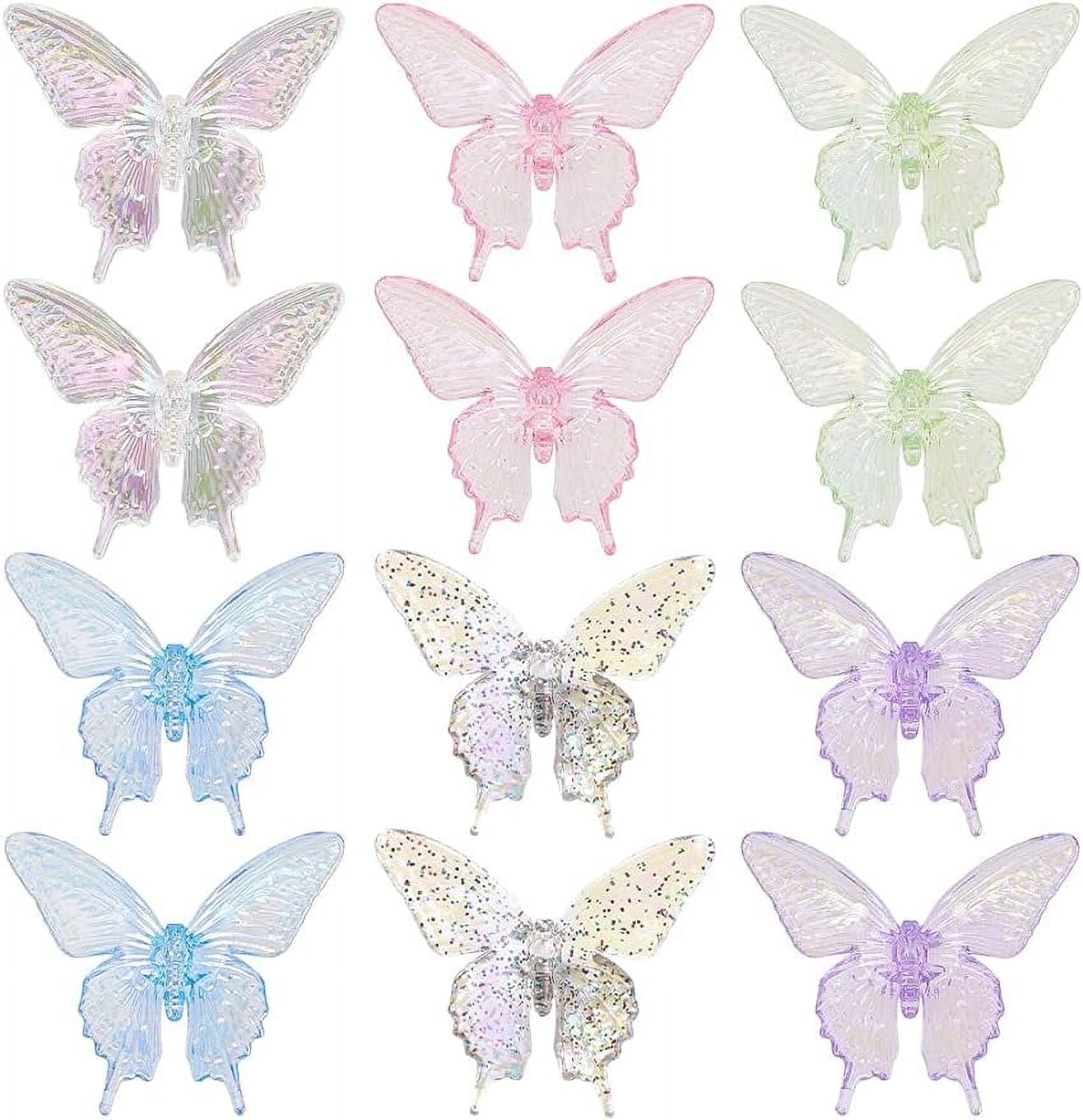 48PCS 6 Colors Acrylic Butterfly Beads Bulk Butterflies Beads ...