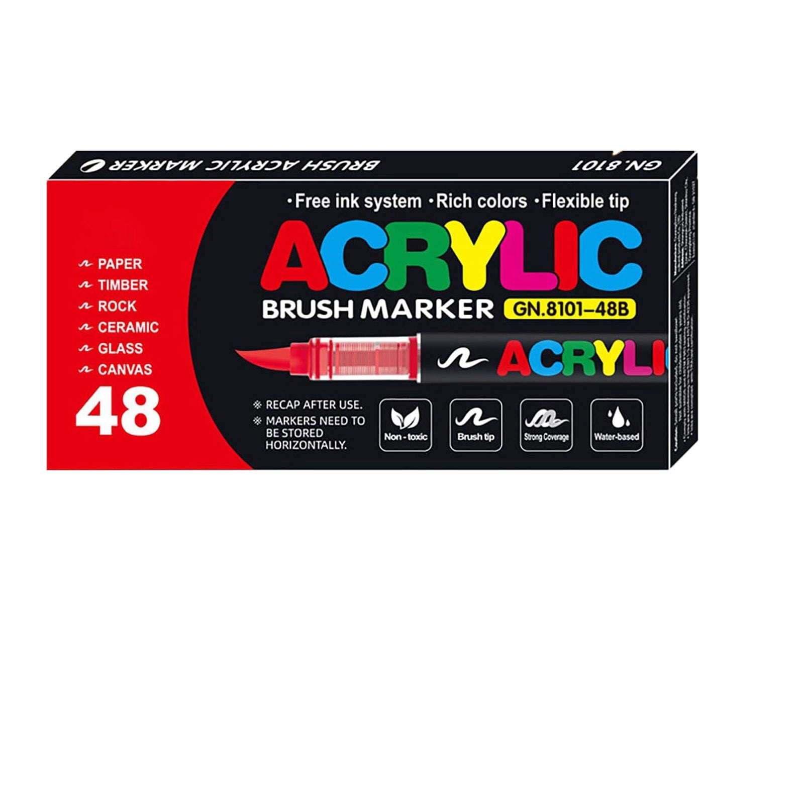 48PCS Acrylic Markers for Coloring Books, Straight Liquid Acrylic Brush ...
