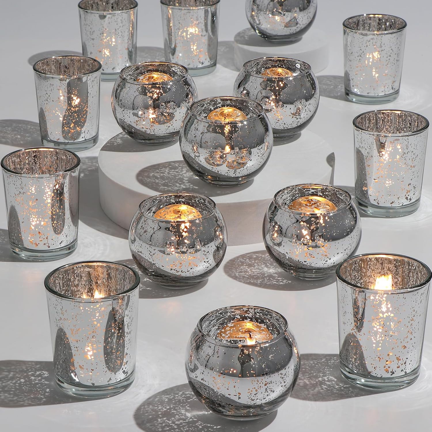 48PCS Assorted Votive Candle Holders, Mercury Glass Candle Holder for ...