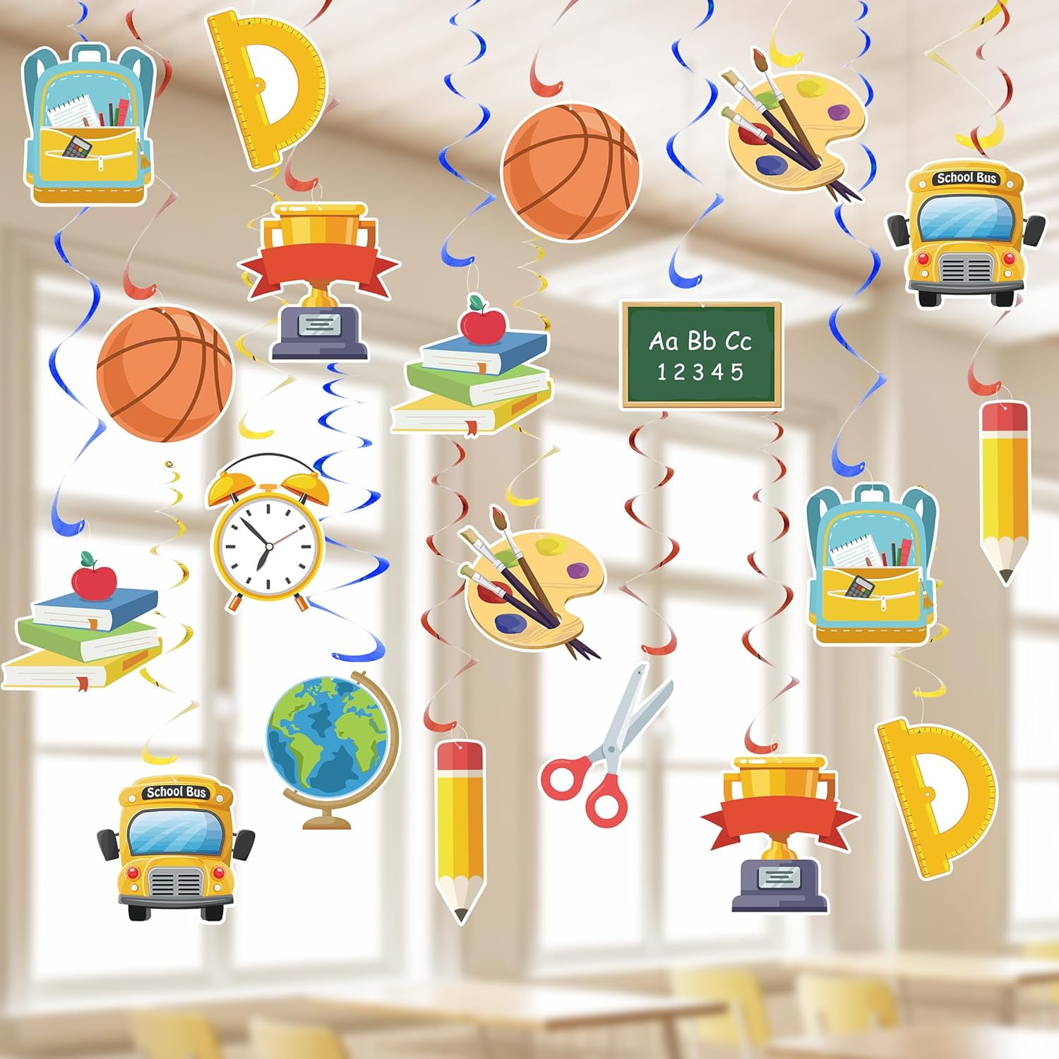 48PCS Back to School Hanging Swirl Decorations Welcome Back to School ...