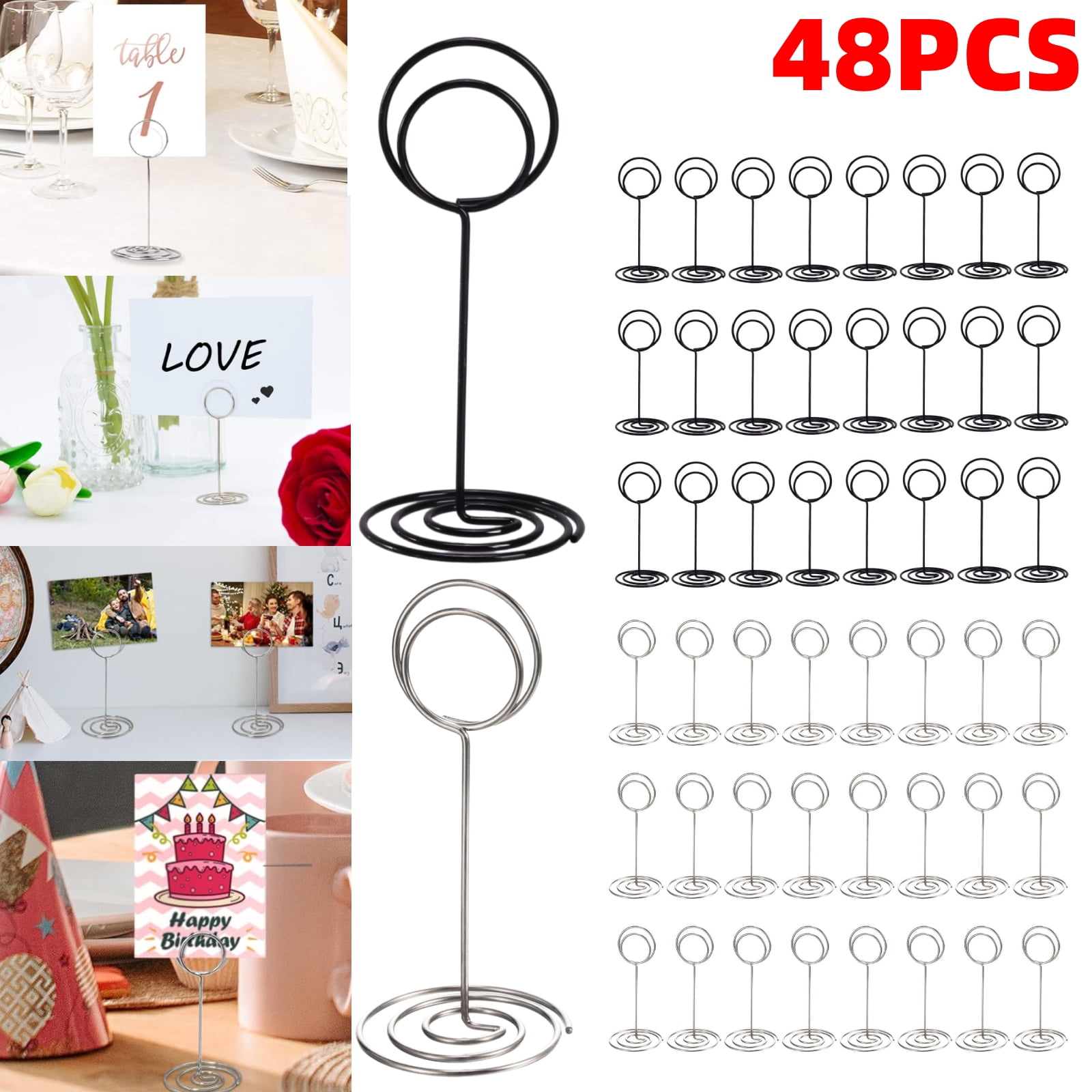 48PCS Black Silver Photo Card Holder, Table Number Holders, Business ...