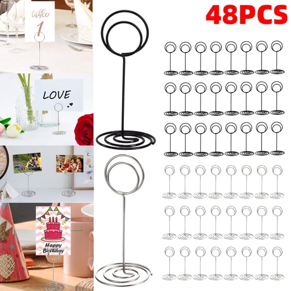 48PCS Black Silver Photo Card Holder, Table Number Holders, Business ...