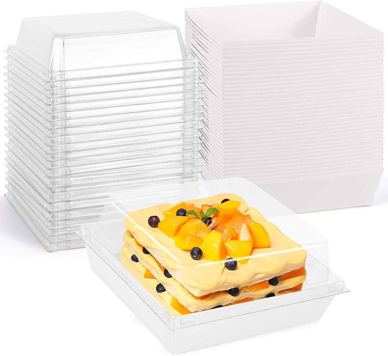 48PCS Charcuterie Boxes with Clear Lids, 4.7" x 4.3" x 2.6" To Go ...