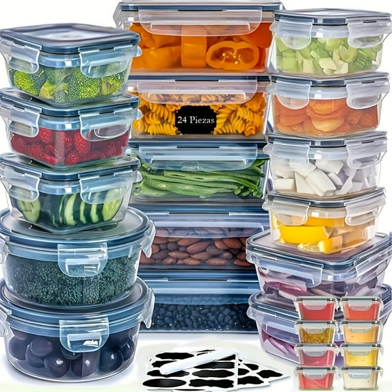 48PCS Food Storage Containers Set - 24 Leakproof Sealed Lunch Boxes+24 ...