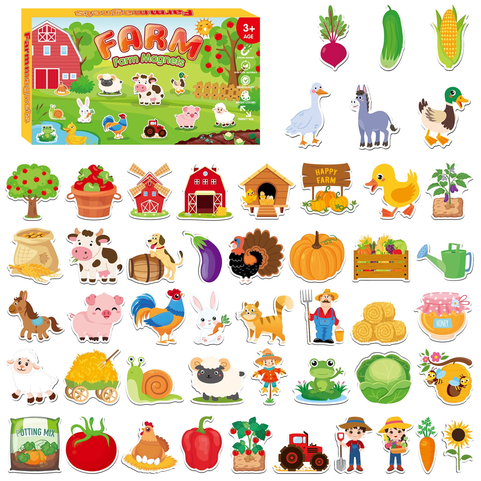 48PCS Fridge Magnet Magnetic Letter and Number Set Educational Magnetic ...