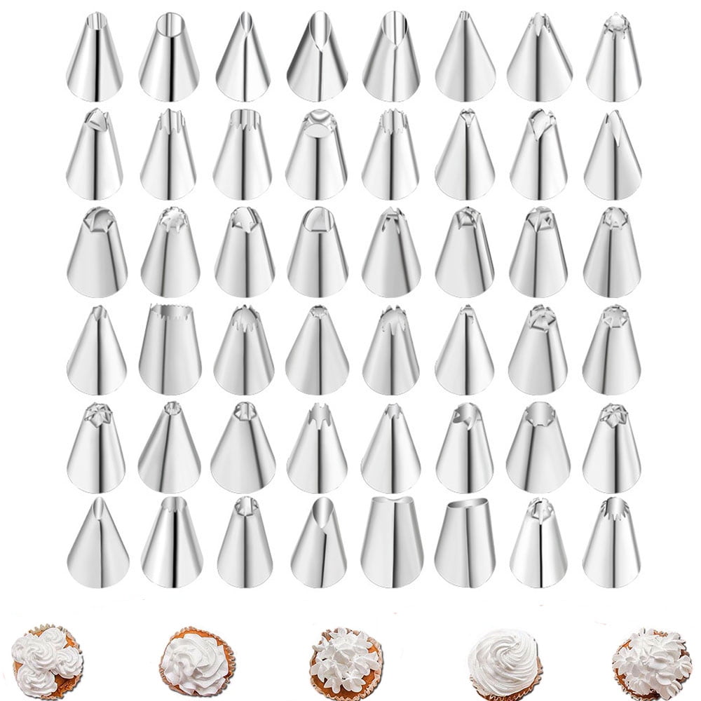 48PCS Large Piping Nozzles Set, Stainless Steel Piping Tips Cookie ...