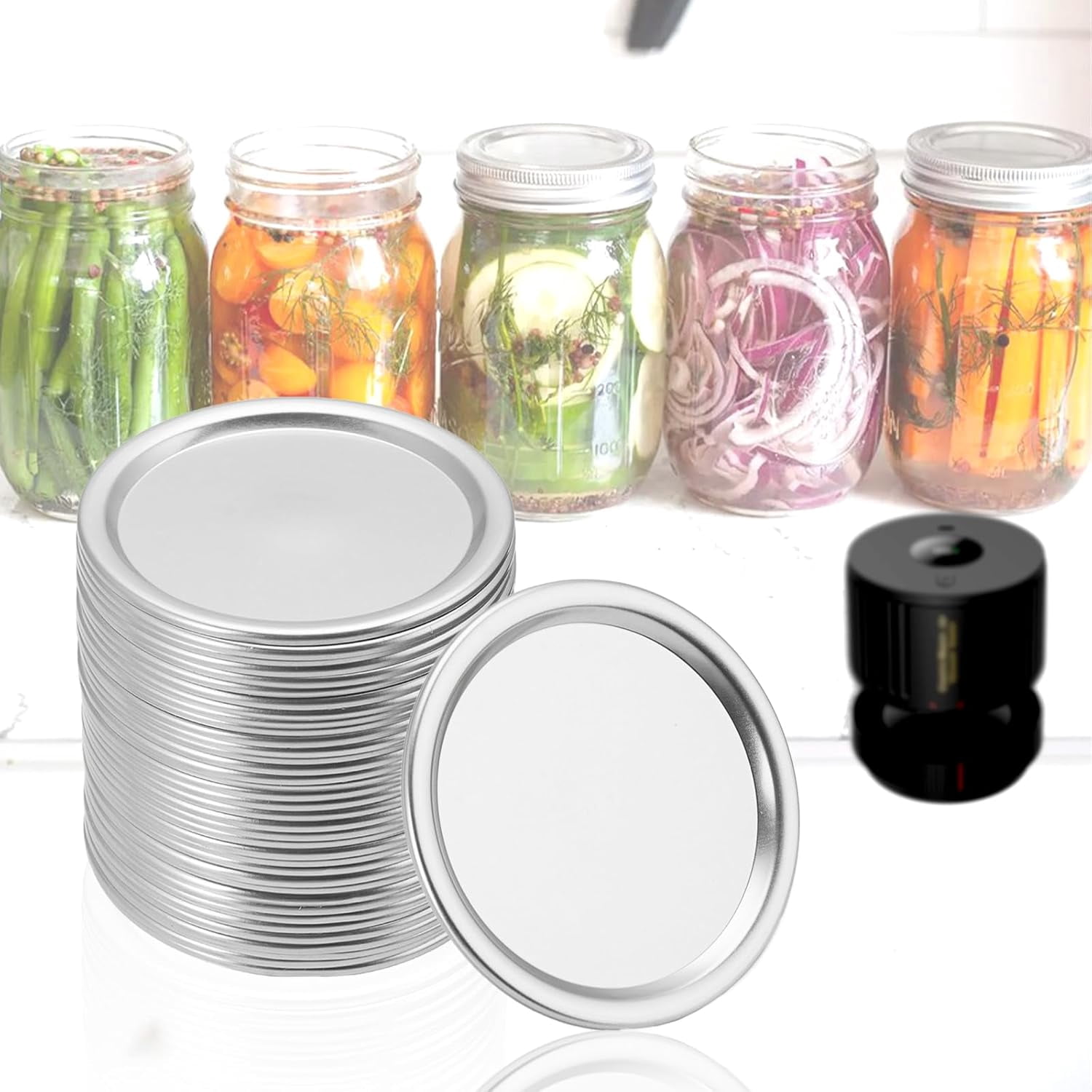 48PCS Mason Jar Lids for Wide and Regular Mouth Jars, No Date Reminder ...