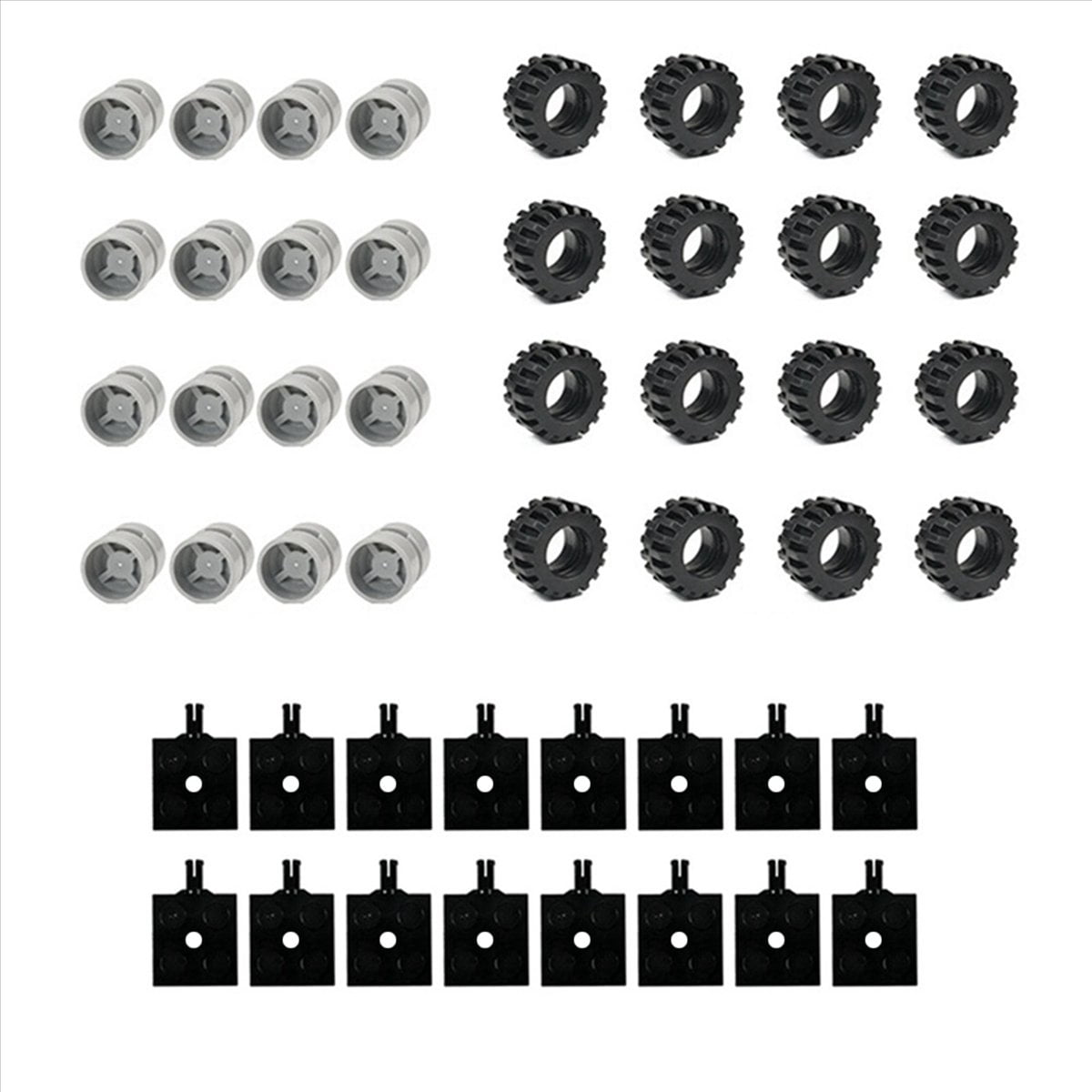 48PCS Mini Wheel Axles Pack Block Car Accessories Tyre Hub Classic ...