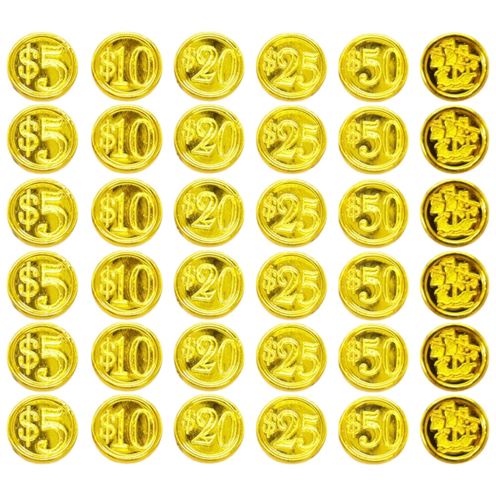 48PCS Pirate Gold Plastic Treasure Hunt Toys Party Favors Fake Gold ...