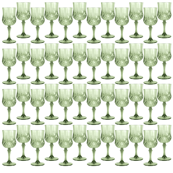 ZHURUININ Reusable Plastic Wine Glasses ，Sage Green，7oz，48Pack ...