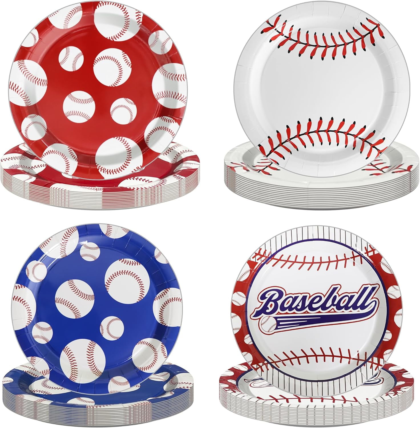 48PCS Sports Birthday Party Decorations 7" Sports Party Plates ...