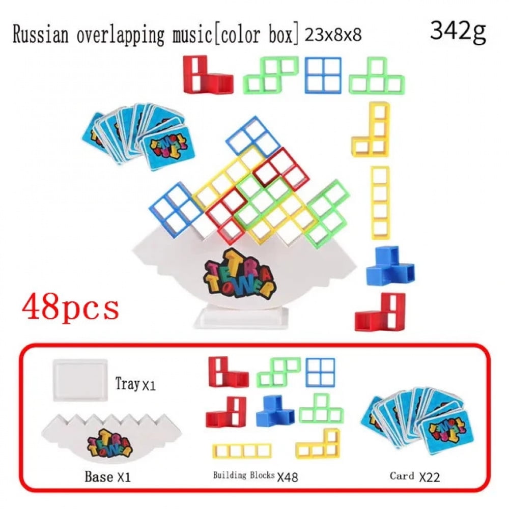 48PCS Tetra Tower Fun Balance Stacking Building Blocks Board Game for ...