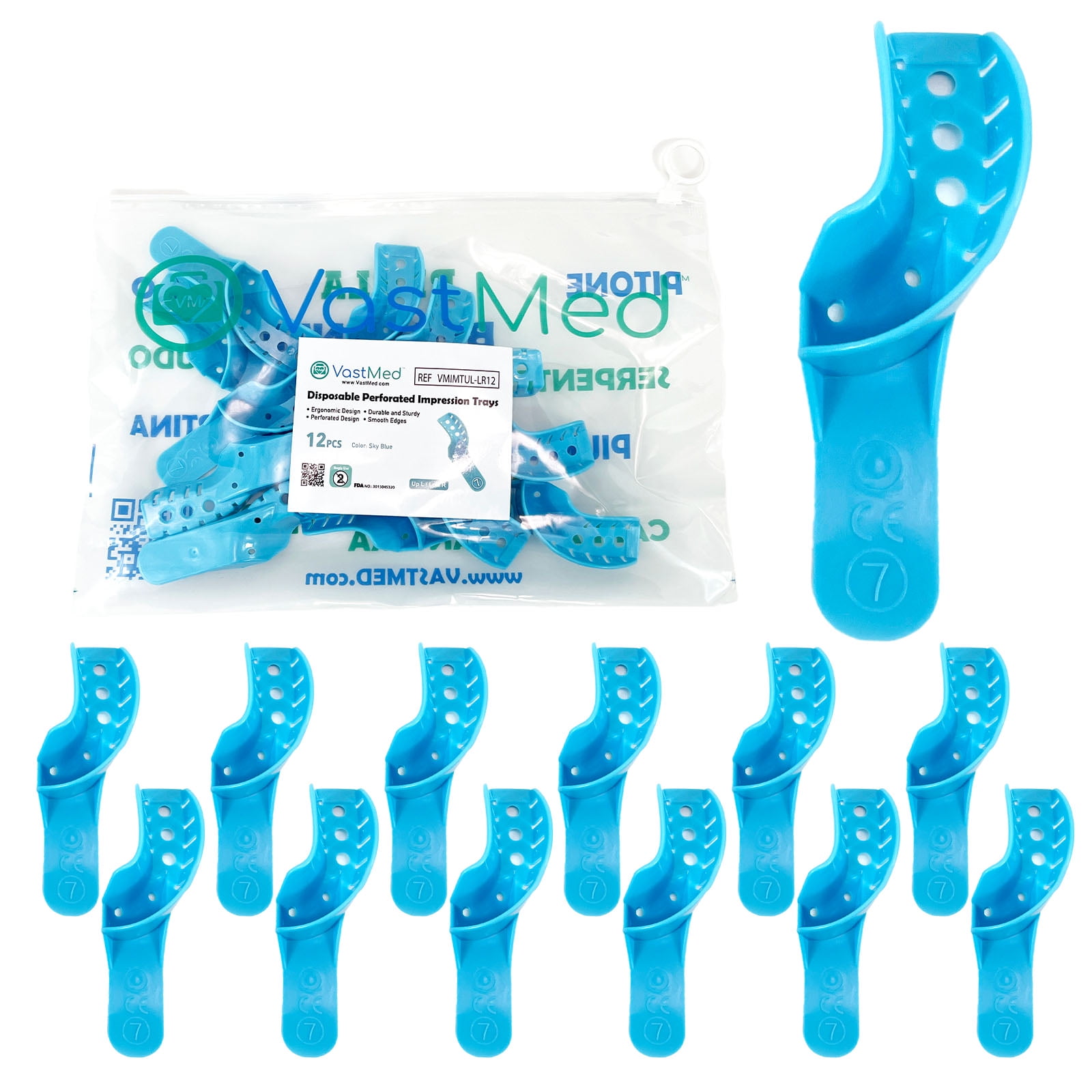 48PCs Dental Grade Disposable Perforated Plastic Dental Impression ...