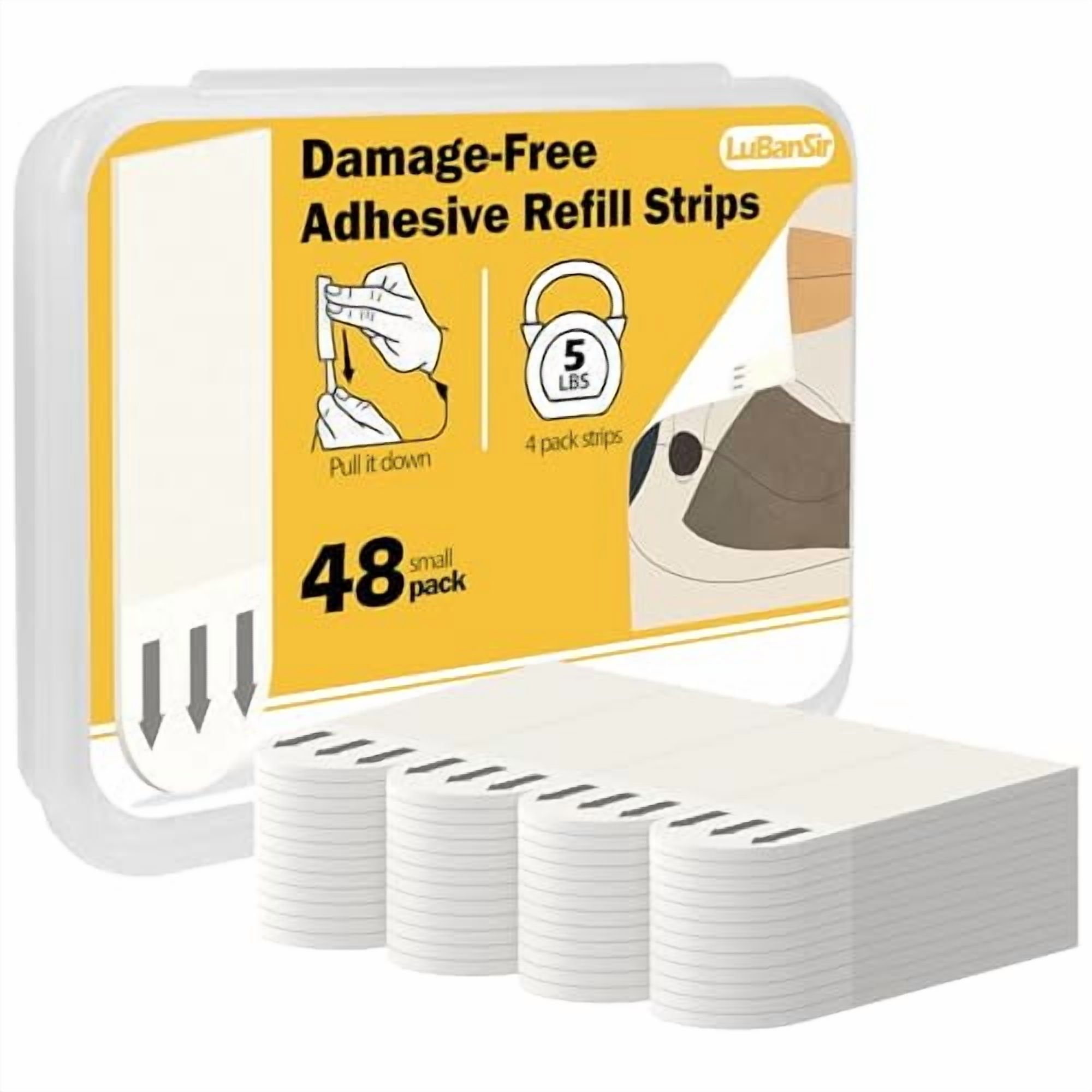 48Pack Refill Adhesive Strips, No Tools Removable Double Refill Strips ...