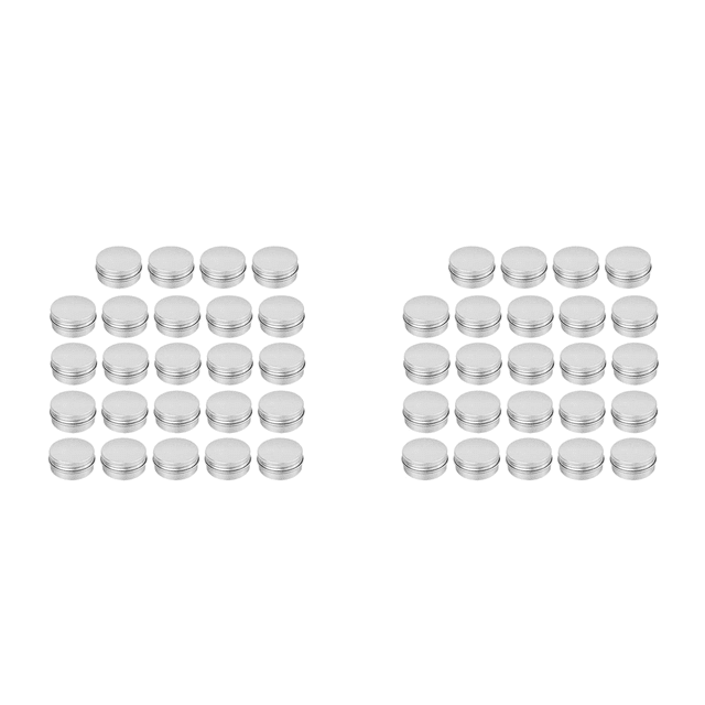 48Pcs 100Ml Tins Silver Aluminum Tins Cans Screw Top Round Steel Tins ...