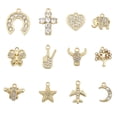 48Pcs 12 Styles Rack Plating Alloy Pendants with Rhinestone Bee Heart ...