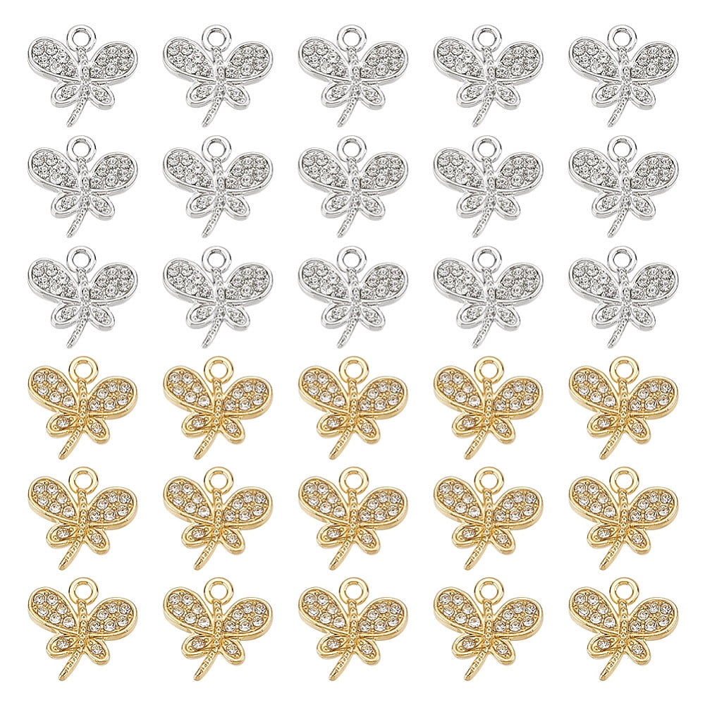 48Pcs 2 Colors Rack Plating Eco-friendly Alloy Rhinestone Butterfly ...