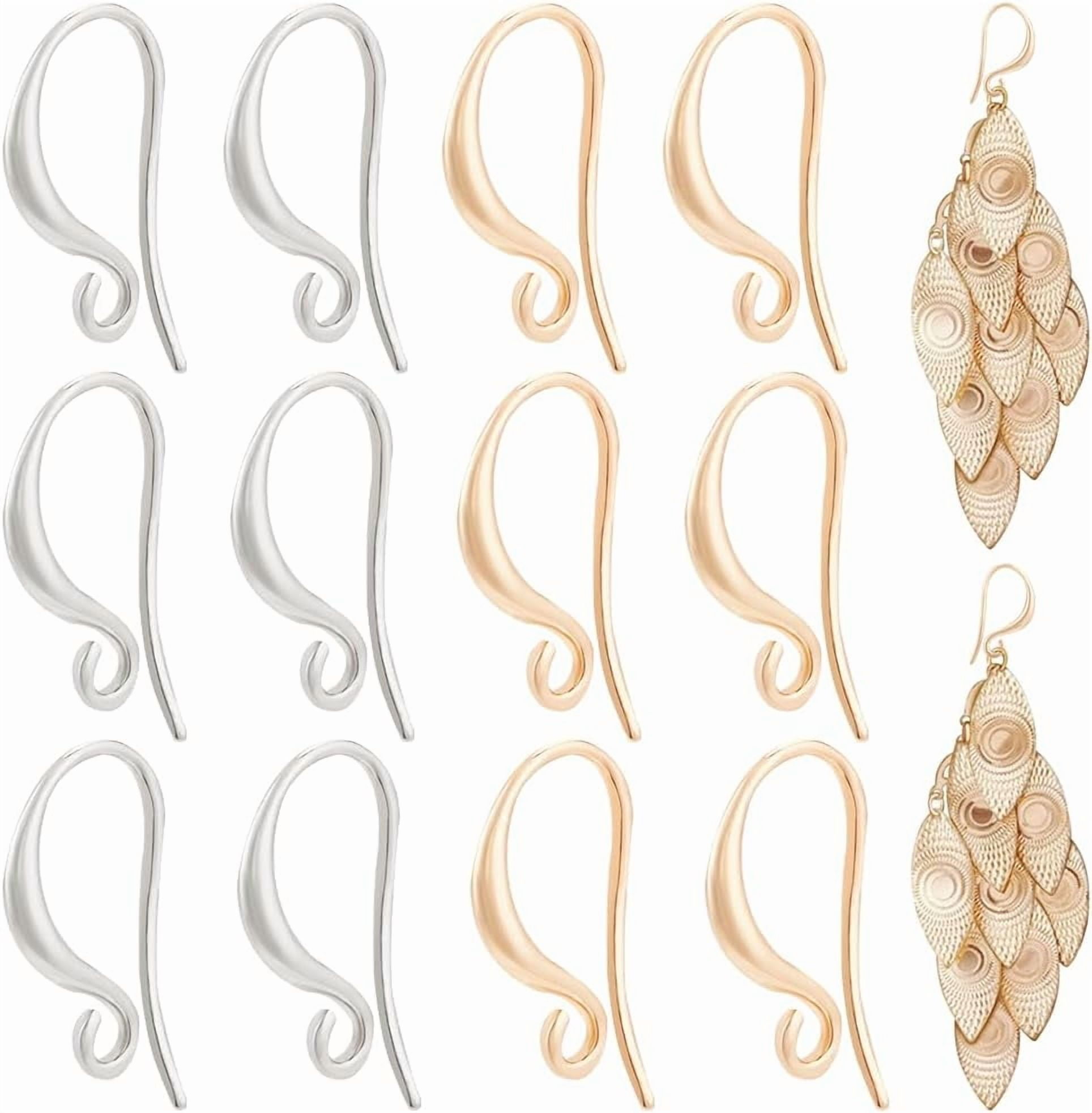 48Pcs 2 Colors Real 18K Gold Plated Stud Earring Hook Brass Silver Coil ...
