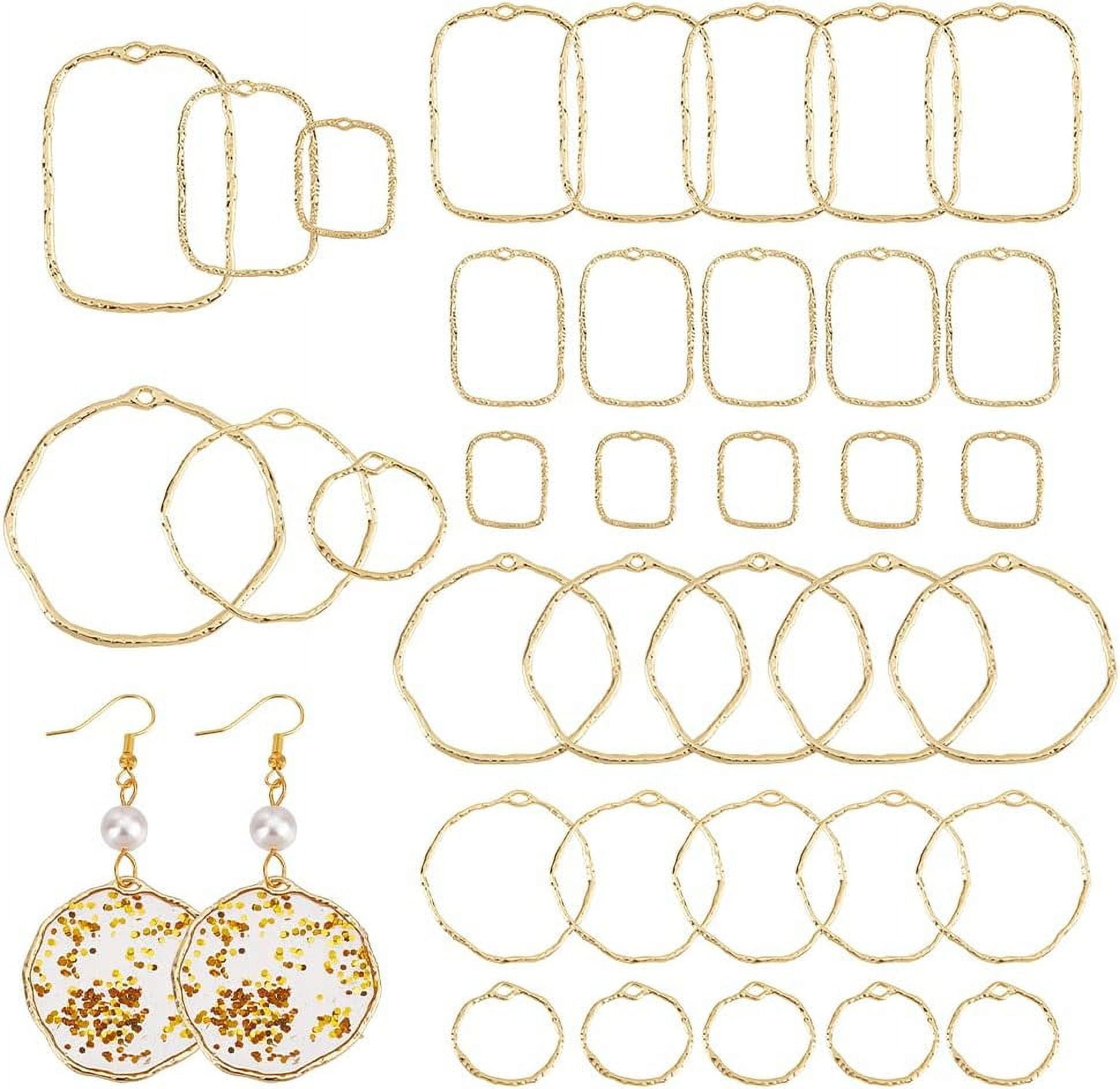 48Pcs 2 Style Alloy Open Back Bezel Pendants Hollow Earring Frame Charm ...