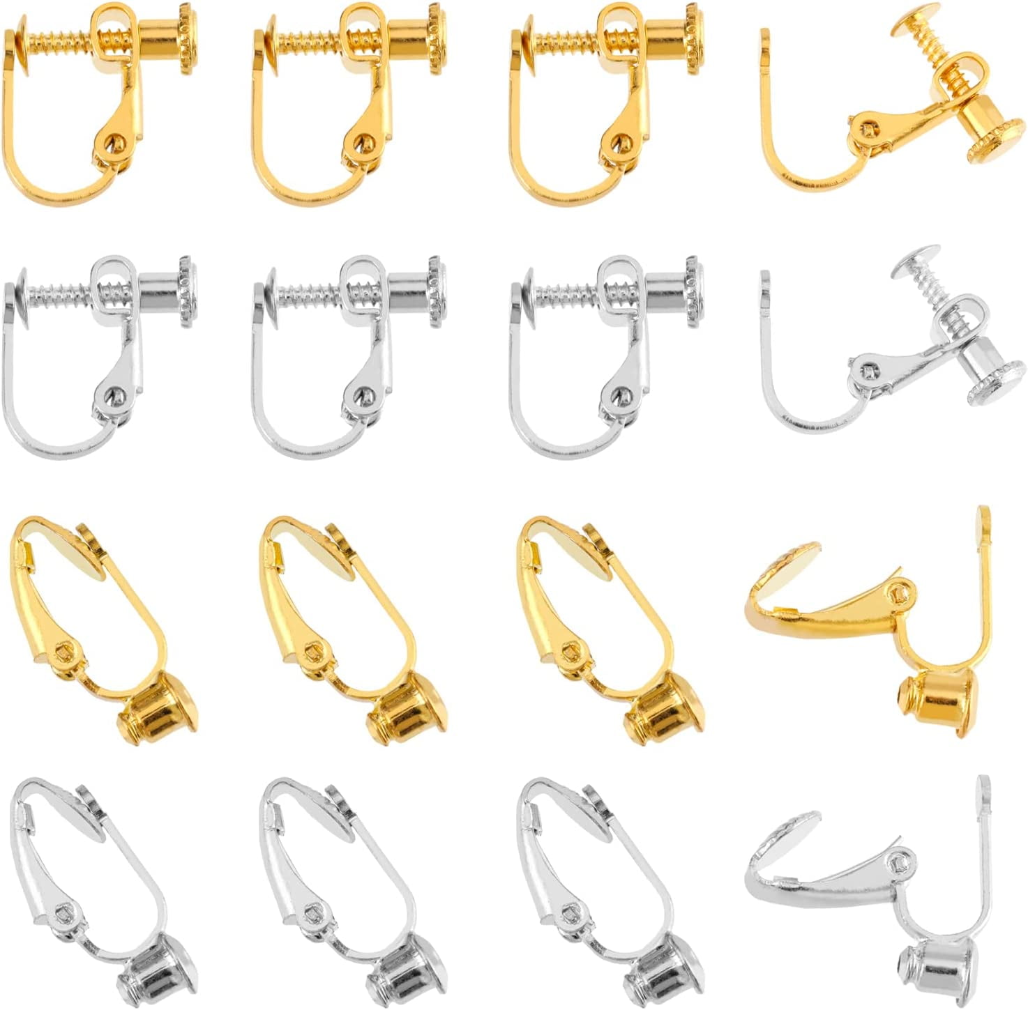 48Pcs 2 Style Brass Clip-on Earring Findings Platinum Golden Screw Back ...