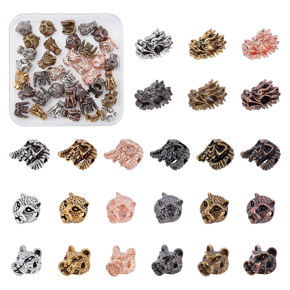 48Pcs 24 Styles Tibetan Style Alloy Beads Mixed Shapes Mixed Color 2pcs ...