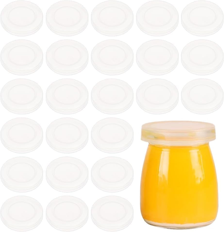48Pcs 2inch Yogurt Jar Lids Clear Plastic Bottle Caps Compatible with ...