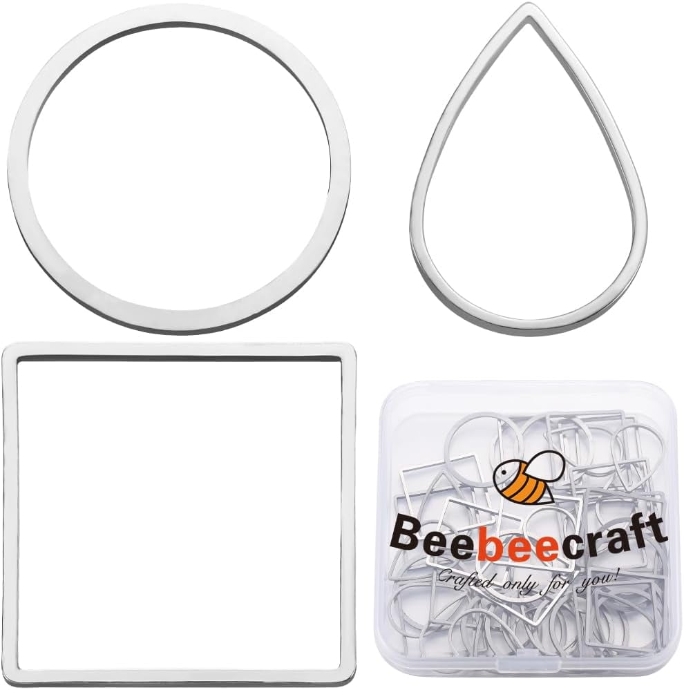 48Pcs 3 Styles Linking Ring for Jewelry Making Round Square Teardrop ...